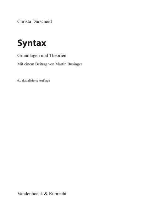 Pdf Syntax Grundlagen Und Theorien