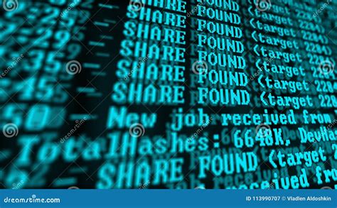 Mining Cryptocurrency Process Program On Display Pc Using Software Share Found Stock Image