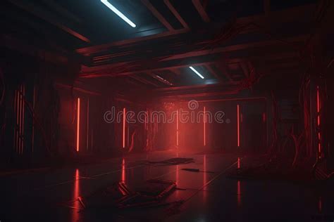 Data Processing Center Server Room In Red Light Stock Image Image Of