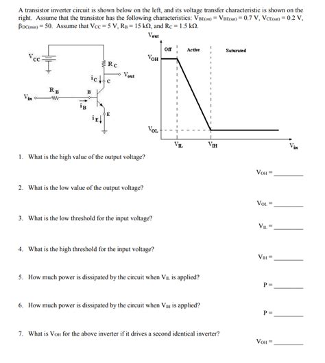 Solved A Transistor Inverter Circuit Is Shown Below On The