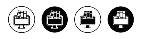Online Library Flat Line Icon Set Online Library Thin Line Illustration 47625759 Vector Art At
