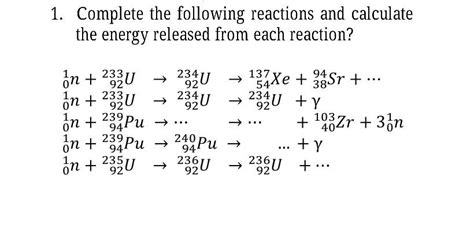 Solved 1 Complete The Following Reactions And Calculate The