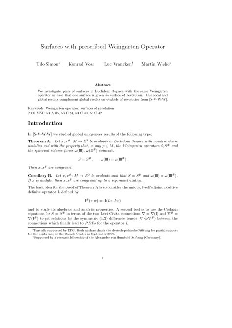 Pdf Surfaces With Prescribed Weingarten Operator