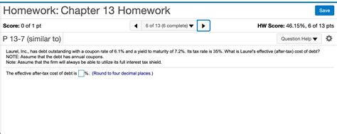Solved Homework Chapter 13 Homework Save Score 0 Of 1 Pt 6