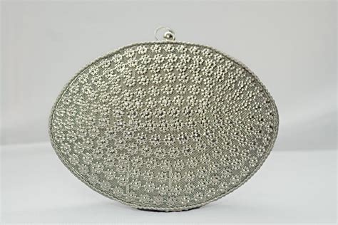 Indian Silver Clutch For Wedding Rhinestone Crystal Glass Metal Evening