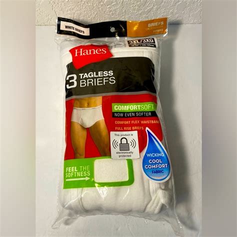 Hanes Underwear And Socks Hanes 3 Pack Tagless White Briefs Comfort