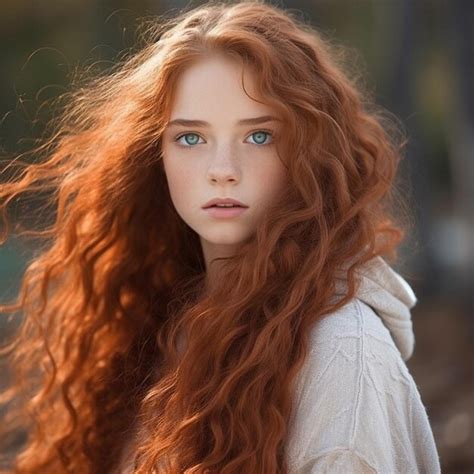 Premium Photo Radiant Redhead A Captivating Collection Of Autumn Portraits And Expressive Poses