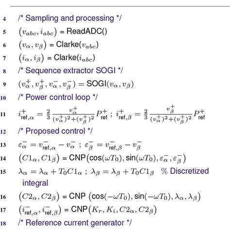 Pseudocode Of The Controller Including The Proposed Control Strategy