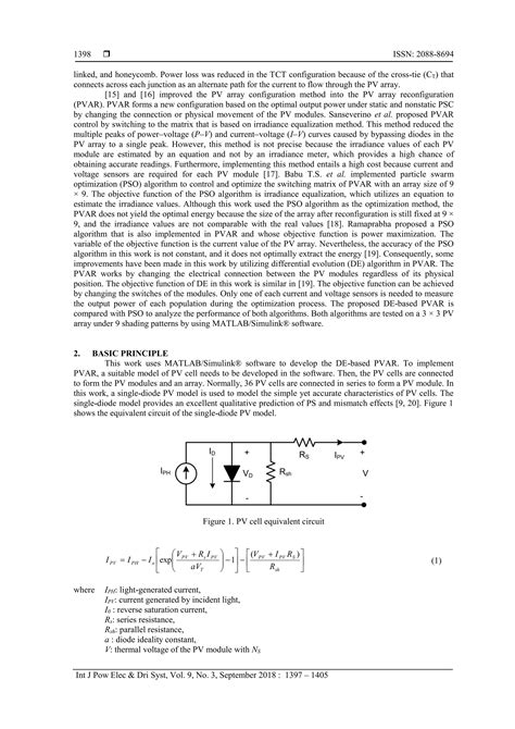 Differential Evolution Based Solar Photovoltaic Array Reconfiguration Algorithm For Optimal