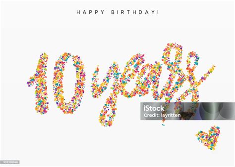 Sepuluh Tahun Tanda Huruf Dari Confetti Ilustrasi Stok Unduh Gambar