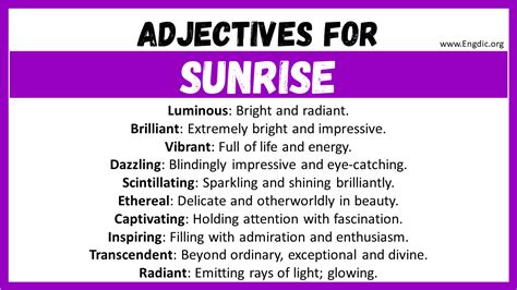 20 Best Words To Describe Sunrise Adjectives For Sunrise Engdic
