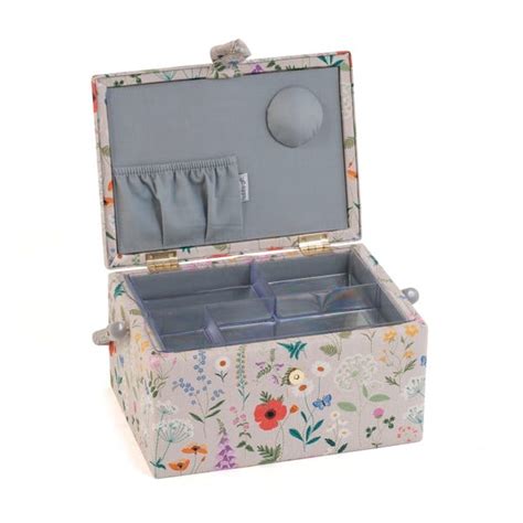 Red Wildflowers Medium Sewing Box Dunelm