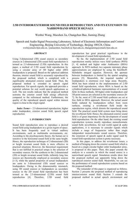 Pdf 2 5d Interior Exterior Sound Field Reproduction And Its Extension To Narrowband Speech Signals