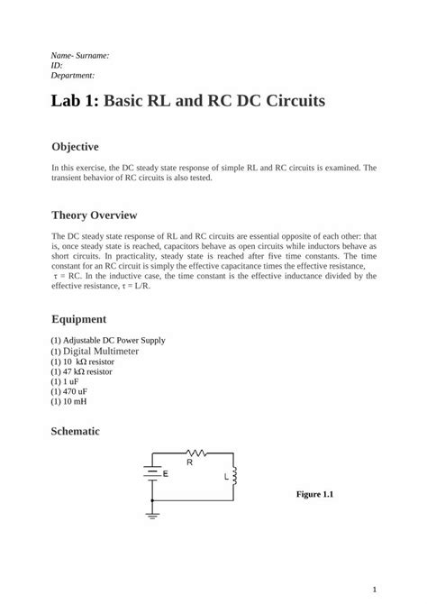 PDF Lab Basic RL And RC DC Circuitseee Hku Edu Tr Dosyalar Files Circiut II Lab V Pdf