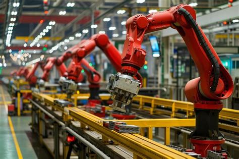 Premium Photo Robotic Arms Assembling Products In A Factory