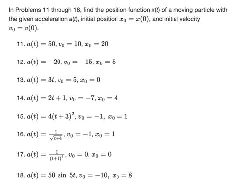 Solved In Problems Through Find The Position Chegg