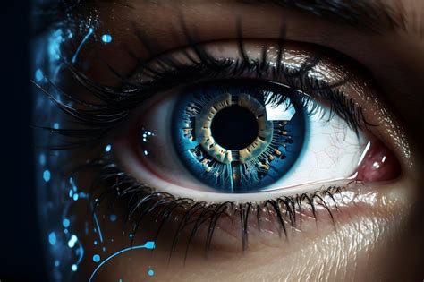 Premium Ai Image Biometric Identification Womans Eye In Closeup Scan