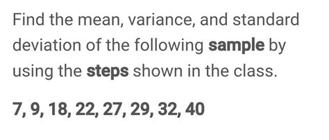 Solved Find The Mean Variance And Standard Deviation Of Chegg