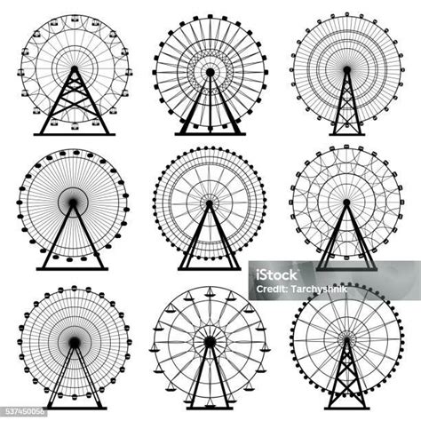 대관람차 실루엣 서클 사육제 유원지 배경기술 컨베이너 움직임감지 벡터 바퀴에 대한 스톡 벡터 아트 및 기타 이미지 바퀴 벡터 원형 Istock