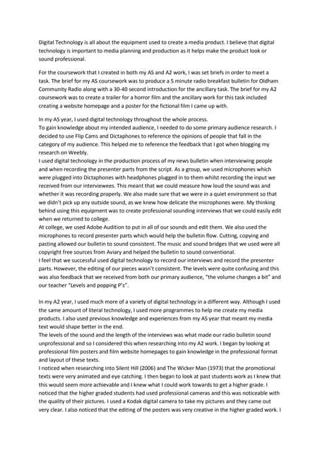 Theoretical Evaluation Digital Technology Docx