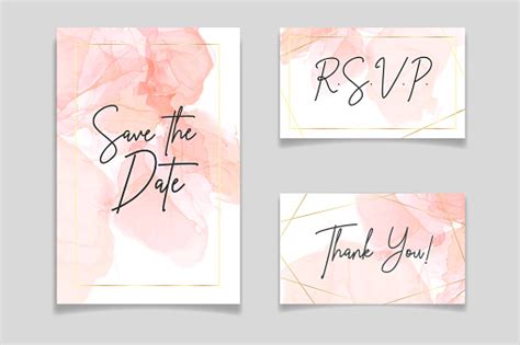 황금 균열추상 먼지 홍당무 액체 수채화 배경 파스텔 핑크 대리석 알코올 잉크 그리기 효과 웨딩 초대를위한 벡터 일러스트 디자인 템플릿 Rsvp 0명에 대한 스톡 벡터 아트