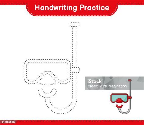 필기 연습 스쿠버 다이빙 마스크의 추적 라인 교육 어린이 게임 인쇄 워크시트 벡터 일러스트 레이 션 0명에 대한 스톡 벡터 아트