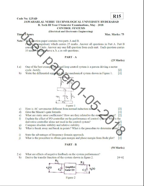 Jntuh B Tech Control Systems May 2018 Question Paper University Question Papers