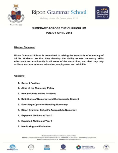Numeracy Across The Curriculum