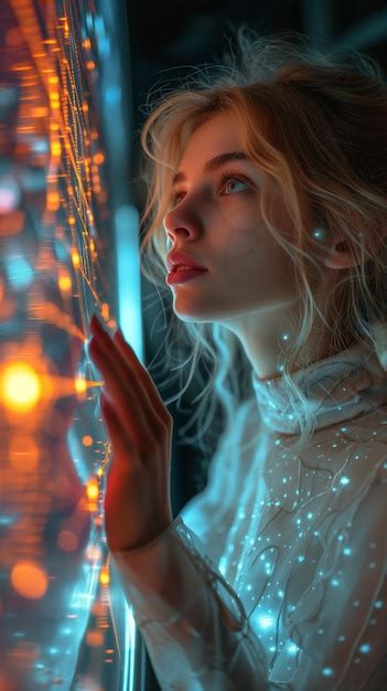 Premium Photo Future Interaction Woman With Neural Interface Device Explores Singularity