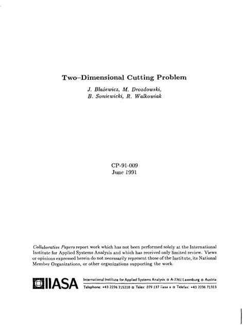 1991 Cutting Stock Problems And Solution Procedures Pdf Computational Complexity Theory