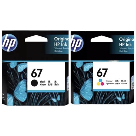 ORIGINAL INK HP 67 67XL 67 XL Black Tri Color Ink Cartridge Value Set Individual Pack