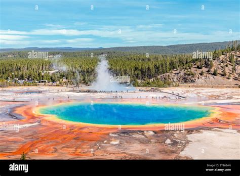 The Colorful Grand Prismatic Spring In The Yellowstone National Park