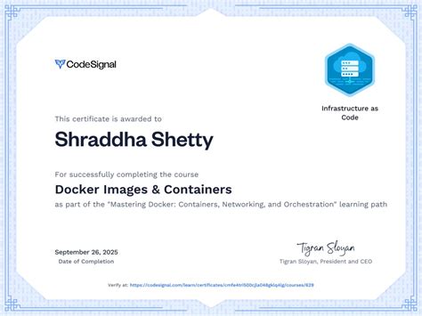 Course Certificate For Docker Images And Containers Shraddha Shetty
