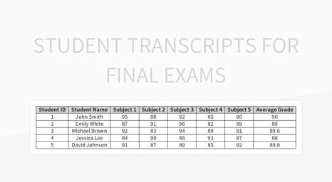 Free University Transcript Templates For Google Sheets And Microsoft Excel Slidesdocs