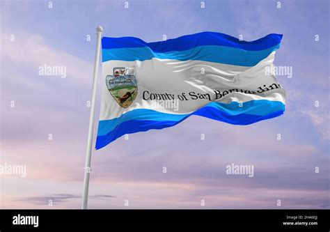 Flag Of County San Bernardino California Usa At Cloudy Sky