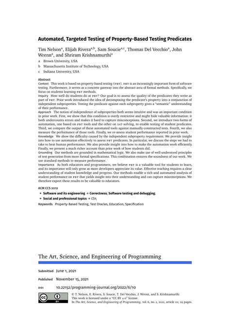 Pdf Automated Targeted Testing Of Property Based Testing Predicates