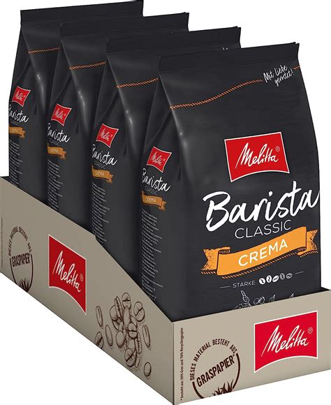 Melitta Barista Classic Crema, Ganze Kaffee-Bohnen 4 x 1kg, ungemahlen ...