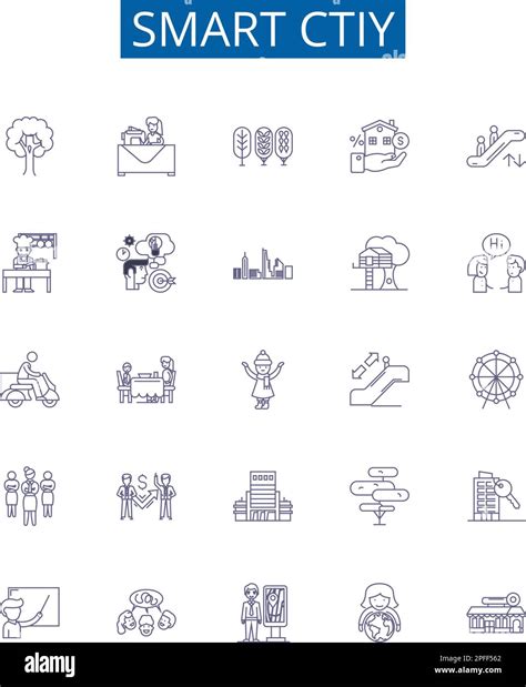 Smart Ctiy Line Icons Signs Set Design Collection Of Smart City Iot