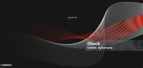 흐르는 사라지는 입자의 물결벡터 추상적 배경 빨간색과 검은 색 매력적인 선이 모션 이완 일러스트레이션 이미지처럼 연기에 점점 3차원 형태에 대한 스톡 벡터 아트 및 기타