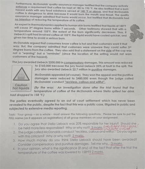 Solved LAW TORT NEGLIGENCE GROUP ASSIGNMENT WORTH Chegg Com