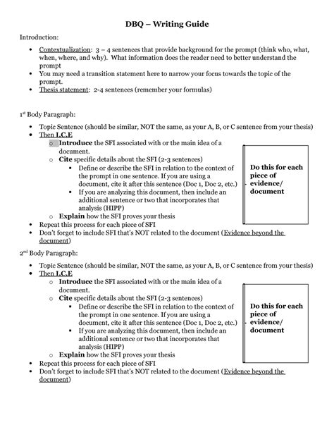 Dbq Writing Structure Dbq Writing Guide Introduction