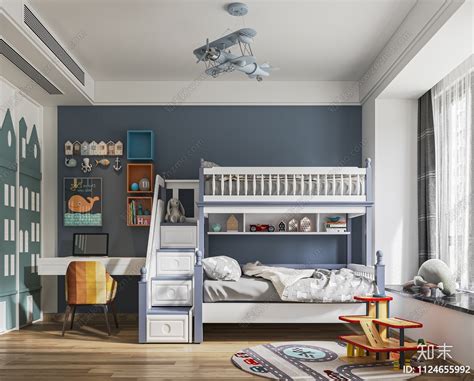 现代男孩儿童房su模型下载【id 1124655992】 知末su模型网