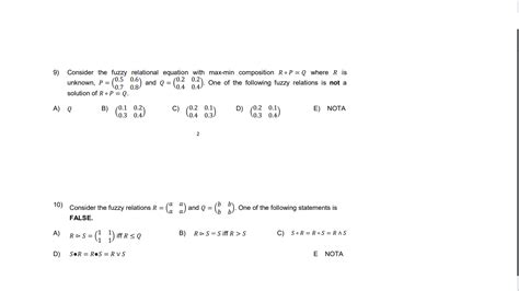 solved consider the fuzzy relational equation with max min