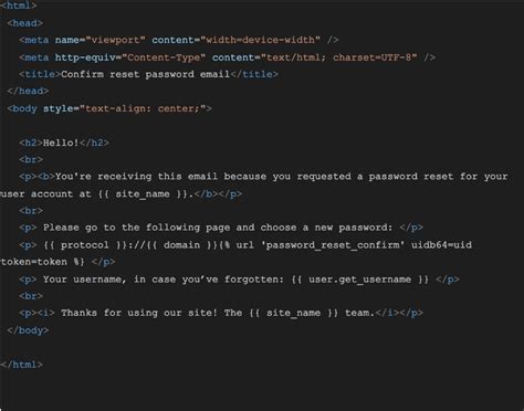 How To Change The Rest Auth Reset Password Email To A Custom HTML Template