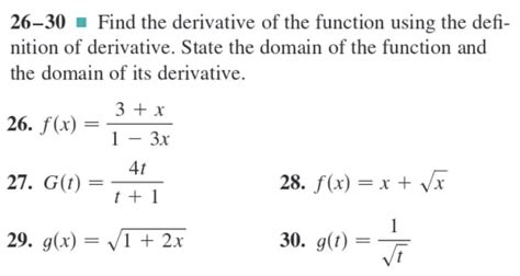 Solved 26 30 ﻿find The Derivative Of The Function Using