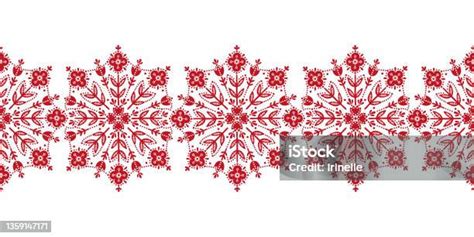 스칸디나비아 민속 예술 크리스마스 스탬프 패턴 테두리 원활한 벡터 민족 북유럽 스타일의 꽃 장식 장식 크리스마스에 대한 스톡 벡터 아트 및 기타 이미지 Istock