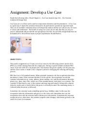 Use Case Analysis Ch 4 Assignment 2 3 Docx Assignment Develop A Use Case Watch The