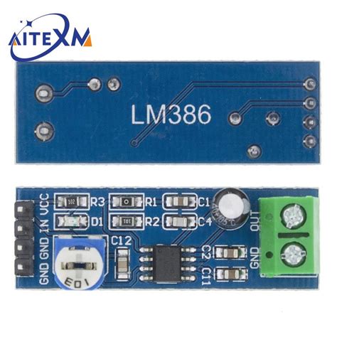 Lm386 Audio Power Amplifier Module 200 Times Gain Amplifier Board Mono Power Amplifier 5v 12v
