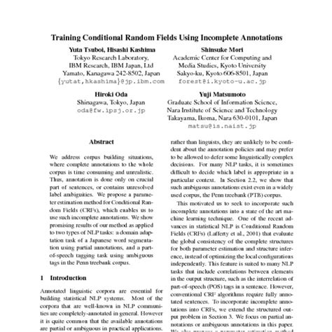 Training Conditional Random Fields Using Incomplete Annotations Acl Anthology