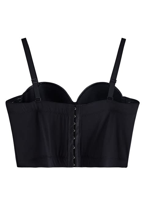Faux Leather Bustier Crop Top In Black Retro Indie And Unique Fashion